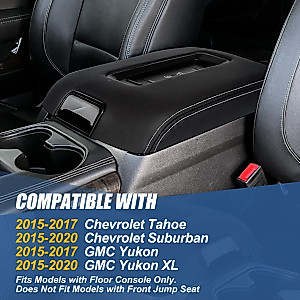 Auto Dynasty [Floor Console Model] Center Console Lid Assembly with Wireless-Charger Compatible with Chevy Tahoe Suburban GMC Yukon XL 2015-2020, Black