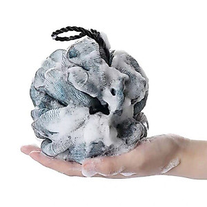 LiFBEAUTiFuL Bathing Ball,Set of Four, xxl-75g，Super Large Size,Towel Gourd,Strong Exfoliation， Four Colors,Delicate Foam，Four Hooks are accompanied，Loofah, Blue,yellow,purple,green, 6×6×6 Inch