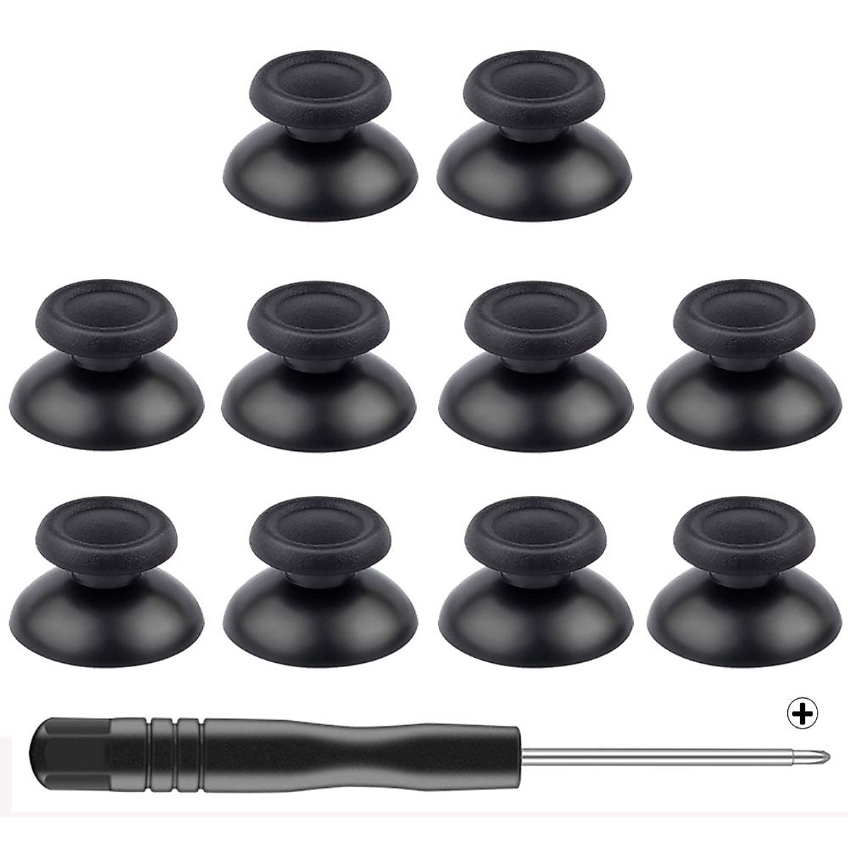 Mekela 5 Pairs Thumbsticks with Cross Screwdriver, Replacement Joystick Thumb Stick for PlayStation 4 PS4 Controller Gamepad （Black）