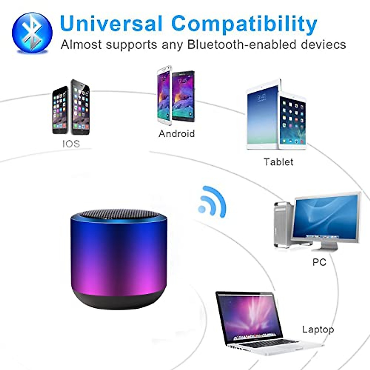 Aresrora Small Bluetooth Speaker,Tiny Wireless Bluetooth Speaker, Mini Enhanced Bass Colorful Metal Case Built in Mic, TF Card Play for Outdoor,Hiking,Travel (Blue)