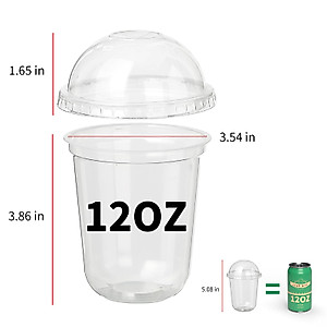 Songtaste 50 Pcs Disposable Plastic Cups,12 Oz Clear Plastic Parfait Cups with Dome Lids and No Hole,Dessert Yogurt Fruit Cups for Kids,Take Away Breakfast and Snacks,Cold Drinks,Ice Cream,Fruit Iced