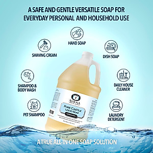 La Almona - Pure Castile Liquid Soap, UNSCENTED, 1 Gallon - Multipurpose: Hands, Face, Body, Laundry, Dishes & More - For Sensitive Skin, All-Natural Ingredients, Fragrance Free