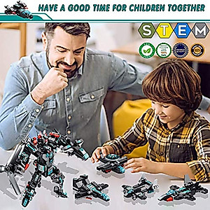 MOONTOY 577PCS STEM Robot Building Toys Set 25-in-1 Engineering Kit Building Blocks Bricks Construction Vehicles Educational Christmas Birthday Gifts for Kids Boys Girls 5 6 7 8 9 10 11 12+ Year Old