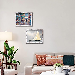 Golden State Art, 16x20 Picture Frame - Wide Molding - Wood Grain Rustic Style - Back Hangers for Wall Display - Great for Baby Pictures, Weddings, Portraits (White, 2 Pack)