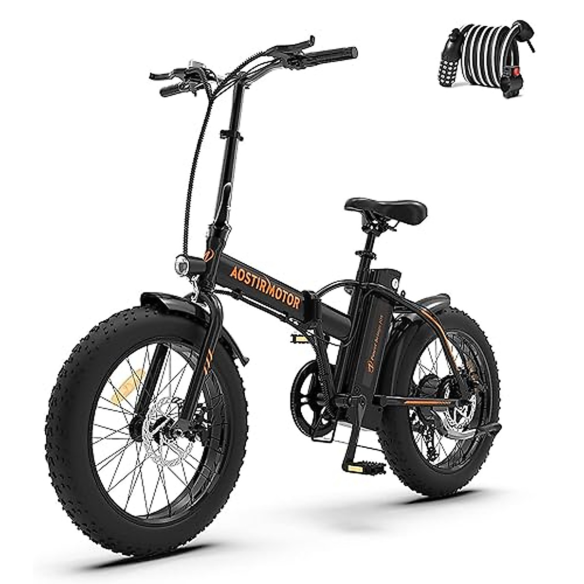 aostirmotor Folding Electric Bike 20" x 4.0 Fat Tire Electric Bike with 500W Motor 36V 13AH Removable Lithium Battery,Ebike for Adults (Black)