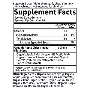 Garden of Life Apple Cider Vinegar Diet Gummies mykind Organics - Organic ACV Gummy Vitamins with Svetol Green Coffee Bean Extract to Burn Fat - 63 Vegan Non-GMO Gummies for Weight Loss & Detox