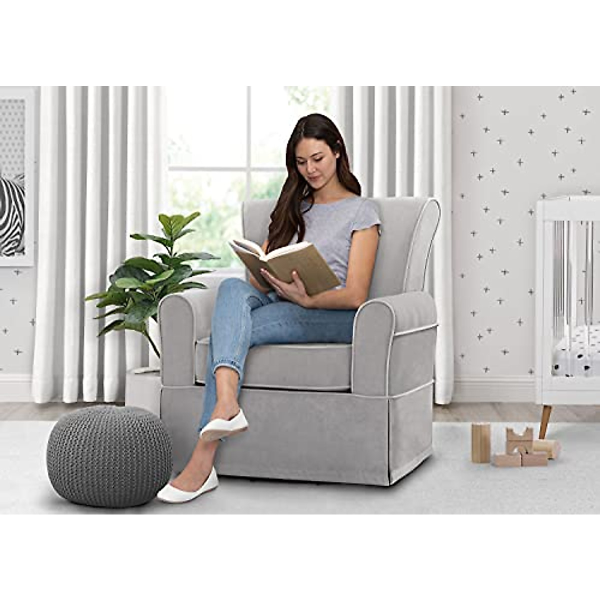 Delta Children Benbridge Glider Swivel Rocker Chair, Dove Grey