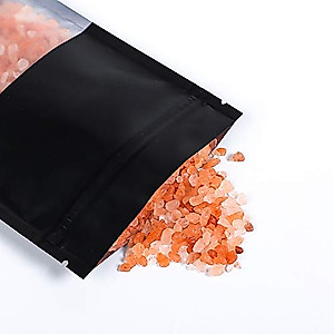 100PCS Food Safe Flat Packaging Bags with Rectangular Frosted Window and Tear Notch Food Storage (Black,3.9" x 5.9")