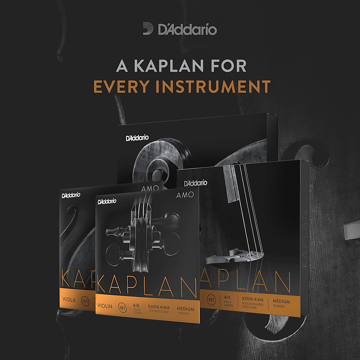 D'Addario Kaplan Cello Strings - Full Set - KS510 4/4M - Cello Strings - 4/4 Scale, Medium Tension