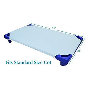 American Baby Company 100% Natural Cotton Percale Standard Daycare/Pre-School Cot Sheet, Blue, 23" x 51", Soft Breathable, for Boys and Girls