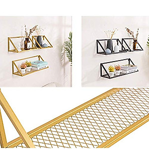 PIBM Stylish Simplicity Shelf Wall Mounted Floating Rack Shelves Simple Iron Art Bedroom Bookshelf Storage,3 Sizes,2 Colours, Metallic , ABC Combination