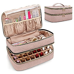 BAFASO Nail Polish Organizer Holds 40 Bottles (15ml - 0.5 fl.oz), Nail Polish Case with Manicure Tools Storage Sections (Patented Design), Pale Rose