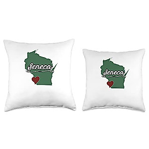 SENECA WI - Clothing and Merch Seneca-Wisconsin | WI USA-City State Souvenir-Throw Pillow, 18x18, Multicolor