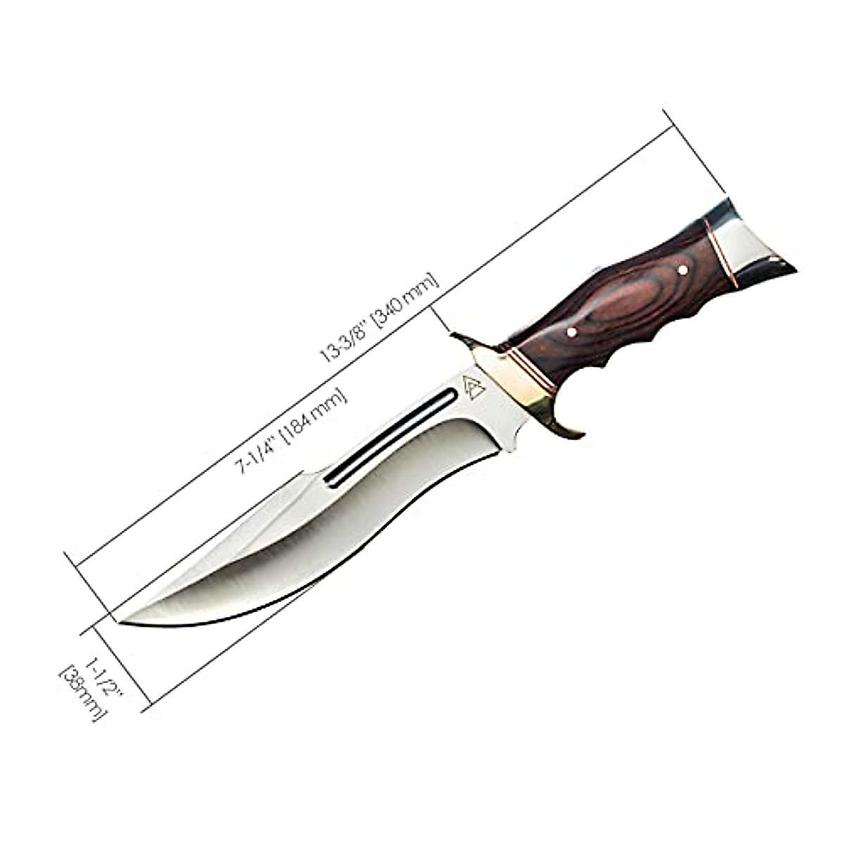 Kratos ZF9 Bowie Knife | Handmade | 13.25" Hardened High Carbon 440 Stainless Steel | 30-degree double bevel Edge | Wood Handle | Leather Sheath | Outdoor Hunting, Bushcraft, Boning, & Camping