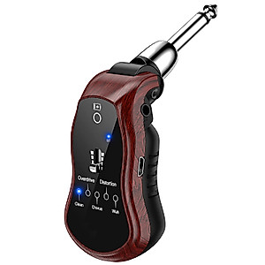 CAMOLA Guitar Headphone Amp Portable Mini Plug Guitar Headphone Amplifier Rechargeable Travel Pocket Electric Guitar Bass Amp with Bluetooth Receiver Clean Chorus Flanger Metal and Wah 5 Effects