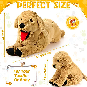 2 Pcs Dog Stuffed Animals Plush, Soft Cuddly Golden Retriever Plush Toys Large Stuffed Dog Toy Stuffed Animals Puppy Dog Toys for Birthday Party, Mother's Day,27.6 Inch and 13.8 Inch(Composite Style)