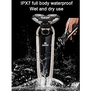 Electric Razor for Men, Wet Dry IPX7 Waterproof, 4 in 1 Rotary Shavers Beard Nose Mustache Trimmer Face Cleaning Brush