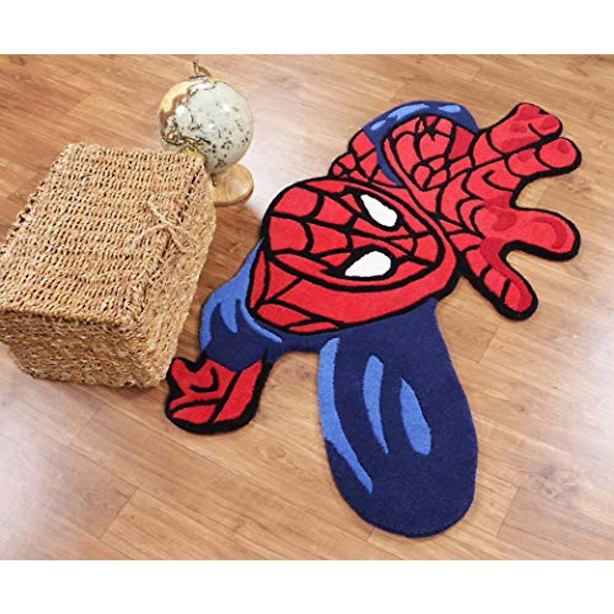 Spider Man Shape 2'3"x4' Handmade Tufted 100% Spiderman Woolen Boys & Girls Area Rugs Carpet