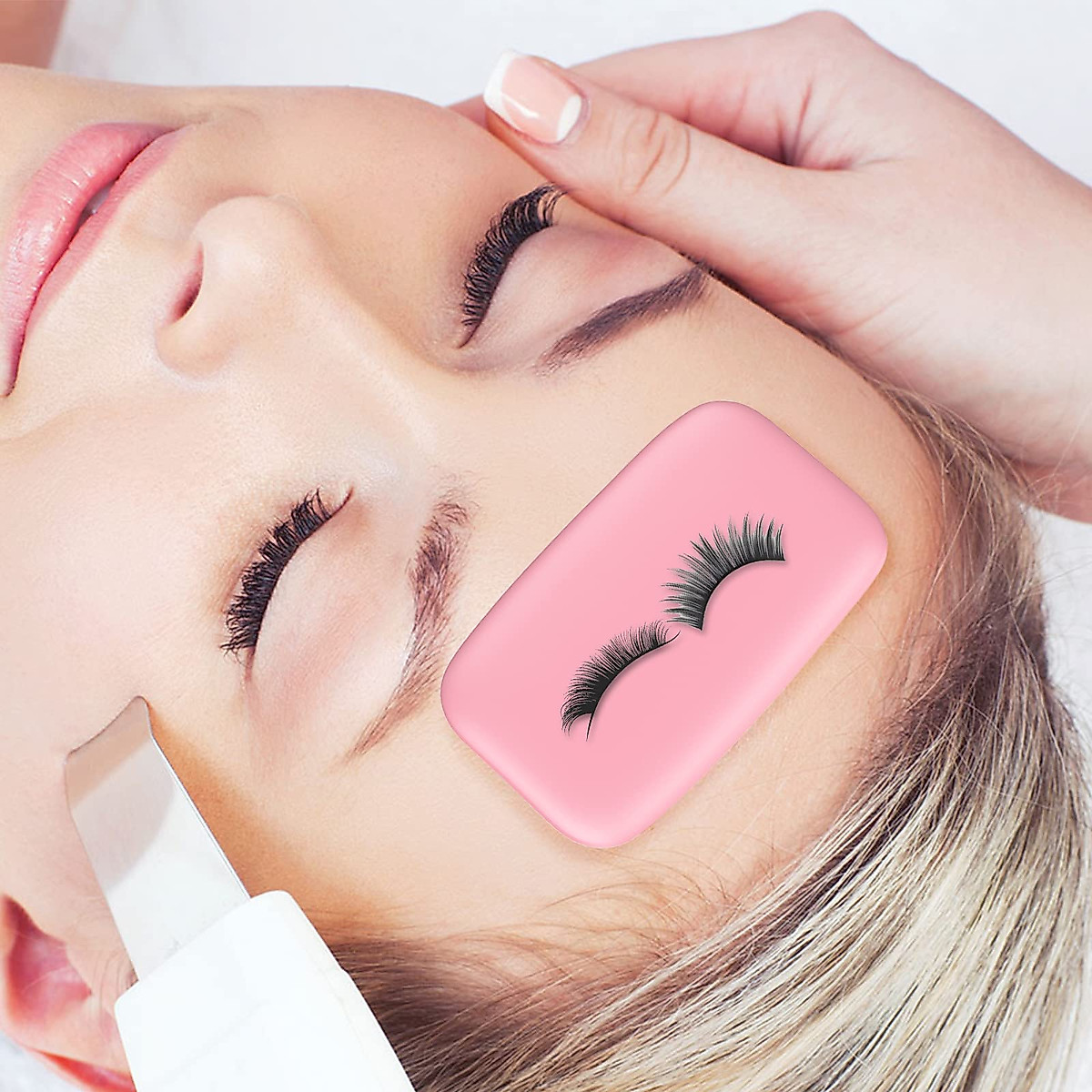 YEAJOIN 6PCS Silicone False Eyelash Holder Pads for Eyelash Extensions Loose Lash, Reusable Eyelash Extensions Tools, Transparent and Pink