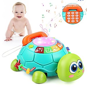 Bilingual Musical Turtle Baby Toys 6 to 12 Months, Development Toy for 6 7 8 9 Month Old Boy Girl, 8-in-1 Educational Crawling Infant Toy w/Light Music, Christmas Easter Gift for 3 4 5 6-12 18 Month