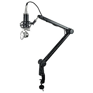 Rockville ROGAN STAND Pro Boom Arm Mic Stand with Fixed Mount+Desk Stand+Cable