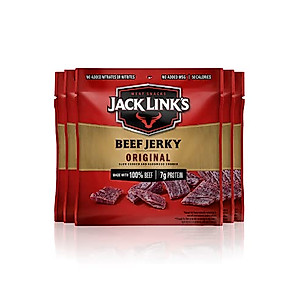 Jack Link's Beef Jerky, Original - Flavorful Meat Snack for Lunches, Ready to Eat Snacks - 7g of Protein, Made with Premium Beef - 0.625 Oz Bags (Pack of 5)