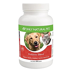 Only Natural Pet Probiotic Dog and Cat Supplement - Digestive & Intestinal Tract Health Enzyme Formula, Puppy & Canine Digestive Support, Best for Stomach Relief & Gas Aid - 90 Capsules.