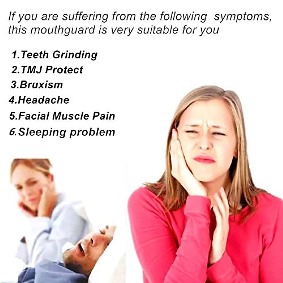 Pack of 4 Custom Mouth Night Guard for Teeth Grinding Clenching Bruxism, Sport Athletic, Whitening Tray, Including Magnetic Mirror Box (Black)