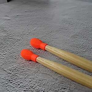 MySit 4Pcs Drum Mute Silicone Drumstick Silent Practice Tips Drum Dampener Accessory, Musical Instruments Accessory Percussion Mute Replacement for Protect Drums and Drumsticks Head - Orange