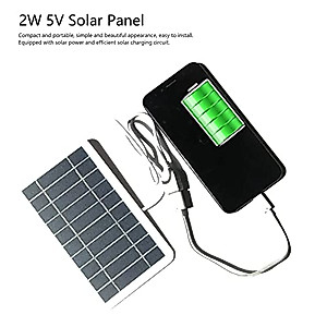 LiebeWH USB Solar Panel Charger 5V 2W Outdoor Solar Car Battery Charger Solar Panel Power Bank for Camping Hiking Car Boat Automotive Motorcycle RV