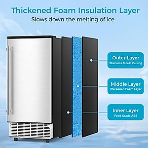 COWSAR Commercial Cube Ice Maker, Freestanding Ice Machine, 80lbs/24H, 40 Ice Cubes/Cycle, Reversible Door, 24H Timer & Self-Cleaning, Under Counter Ice Cube Machine for Bar/Cafe/Home