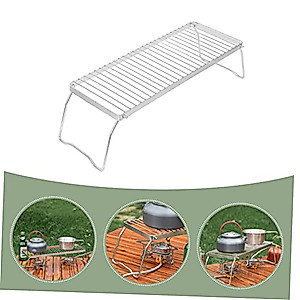 Abaodam Burner Support Portable Bbq Grill Gas Grill Outdoor Gas Bbq Grill Warming Grate Campfire Grill Charcoal Grill Grate Sturdy Furnace End Holder Camping Pot Bracket Camping Accessory
