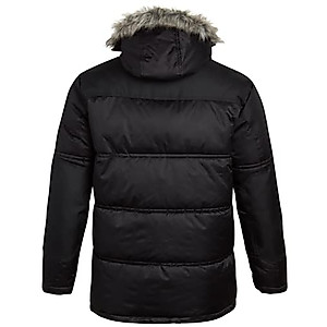 Perry Ellis Men’s Winter Jacket – Heavyweight Quilted Puffer Parka Coat with Faux Fur Trim Hood (S-XXL), Size Large, Onyx Black
