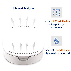 Ocircle Retainer Case, With mirror and ventilation holes, For Night Guards, Aligner Trays, Mouth Guard,Denture Case, Mouthguard. Light & Easy to Carry & Multipurpose(White)