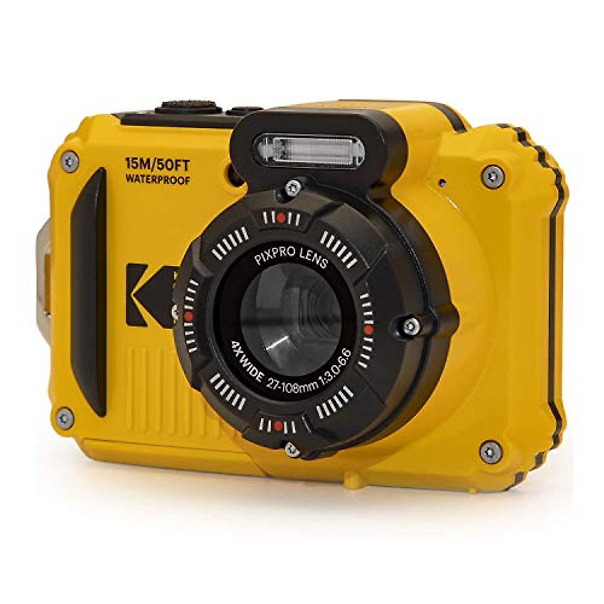 Kodak PIXPRO WPZ2 Rugged Waterproof 16MP Digital Camera with 4X Optical Zoom with Koah Nostrand Gadget Bag with Accessory Kit, 32GB UHS-I microSDHC, and Floating Strap Bundle (4 Items)