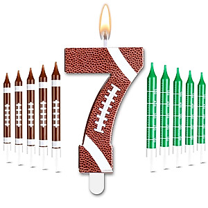 Photect 11 PCS Football Birthday Candles Number 5-9 Candle Football Cake Topper Decor Football Themed Birthday Cake Decorations for Boys Girls Kids Party Supplies (Number 7)