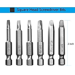 Square Screwdriver Bit Set With Bit Handle and Bit Extension 6 Sizes SQ1 SQ2 SQ2.74 SQ3 SQ4 SQ5, SKZIRI 8in1 Square Head Screwdriver Kit with Quick Release Bit Handle Holder and Magnetic Extension