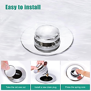 Diboniur Upgraded Sink Plug, Improved Bathroom Sink Plug Replacement, Universal Sink Stopper, Pull Type Sink Plug Strainer Stainless Pop up Bidet Plug for Bathtub, Kitchen, Basin for (32-42mm