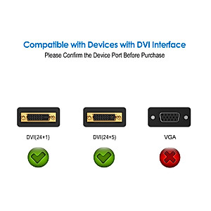 Rankie DVI to DVI Cable, Compatible with Television, 6 Feet (Black)