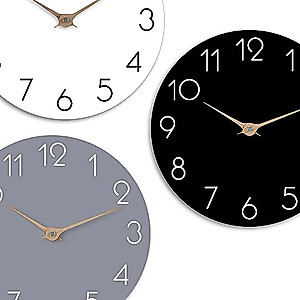 cicininc Wall Clock - Grey Wall Clocks Battery Operated, Modern Silent Wall Clocks Non-Ticking - Small Decorative Clock for Bedroom Kitchen Bathroom Office Living Room (10" Gray)