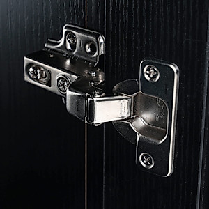 Puluomis 24 Inches Traditional Bathroom Vanity Set in Black Finish, Single Bathroom Vanity with Top and 2-Door Cabinet, Brown Glass Sink Top with Single Faucet Hole