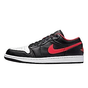 Nike mens Air Jordan 1 Low Shoes, Black/Fire Red-white, 11
