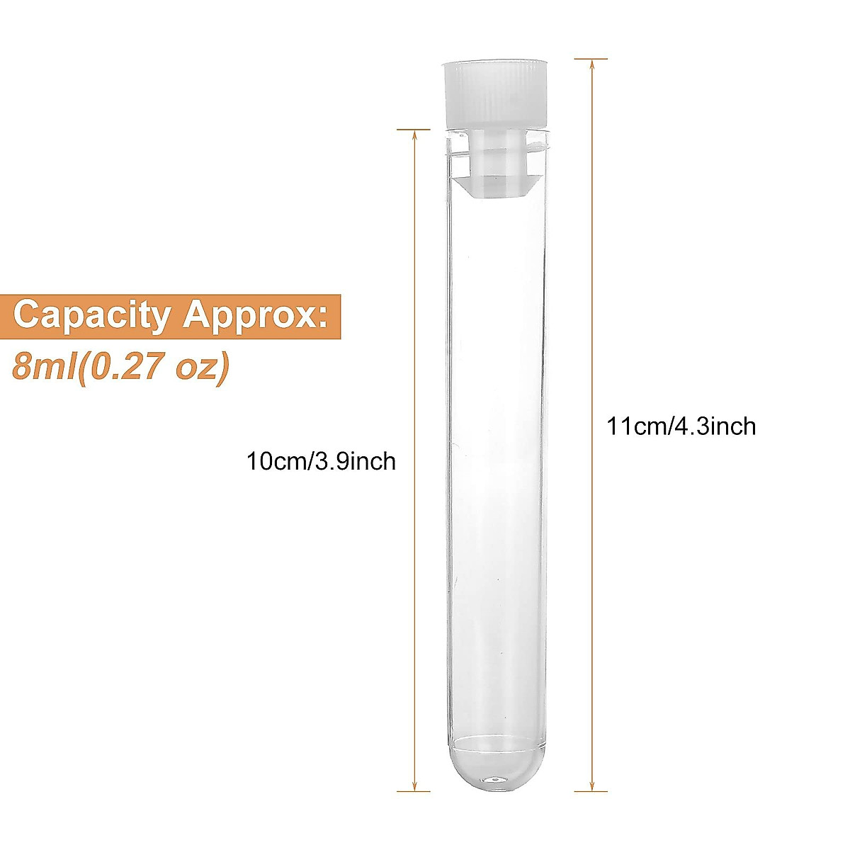 120Pcs Plastic Test Tubes with Lids and Rack, 16x100mm(10ml) Test Tubes with Cap and Holder Rack, Test Lab Tube for Scientific Experiments, Candy, Beads, Liquid Storage, Party Decor