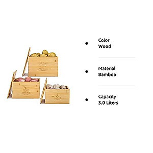 G.a HOMEFAVOR Potato and Onion Storage Bamboo Bin, 3 Piece Garlic Potato Onion Container, Potato Storage Vegetable Keeper, Bamboo Produce Box Sets For Kitchen Counter