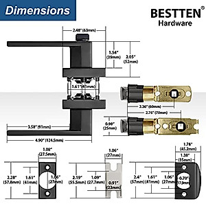 BESTTEN Heavy Duty Entry Door Lever for Exterior and Interior Use, Matte Black Square Door Handle, Commercial and Residential, Monaco Series