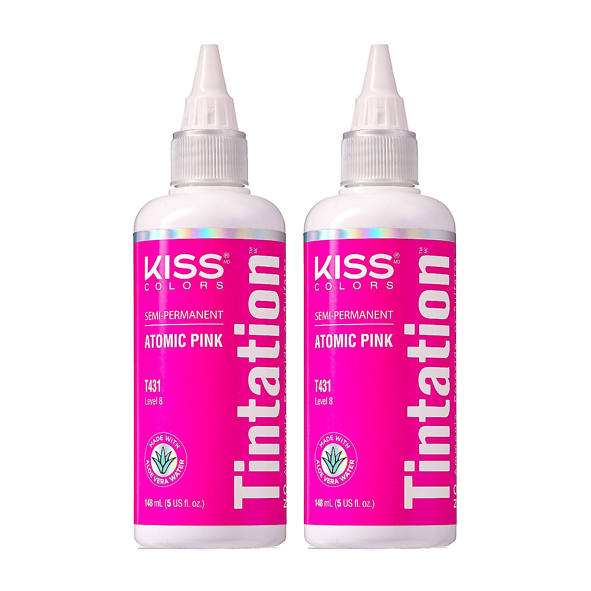 Kiss Tintation Semi-Permanent Hair Color 5 Ounce (Atomic Pink (2 Pack))