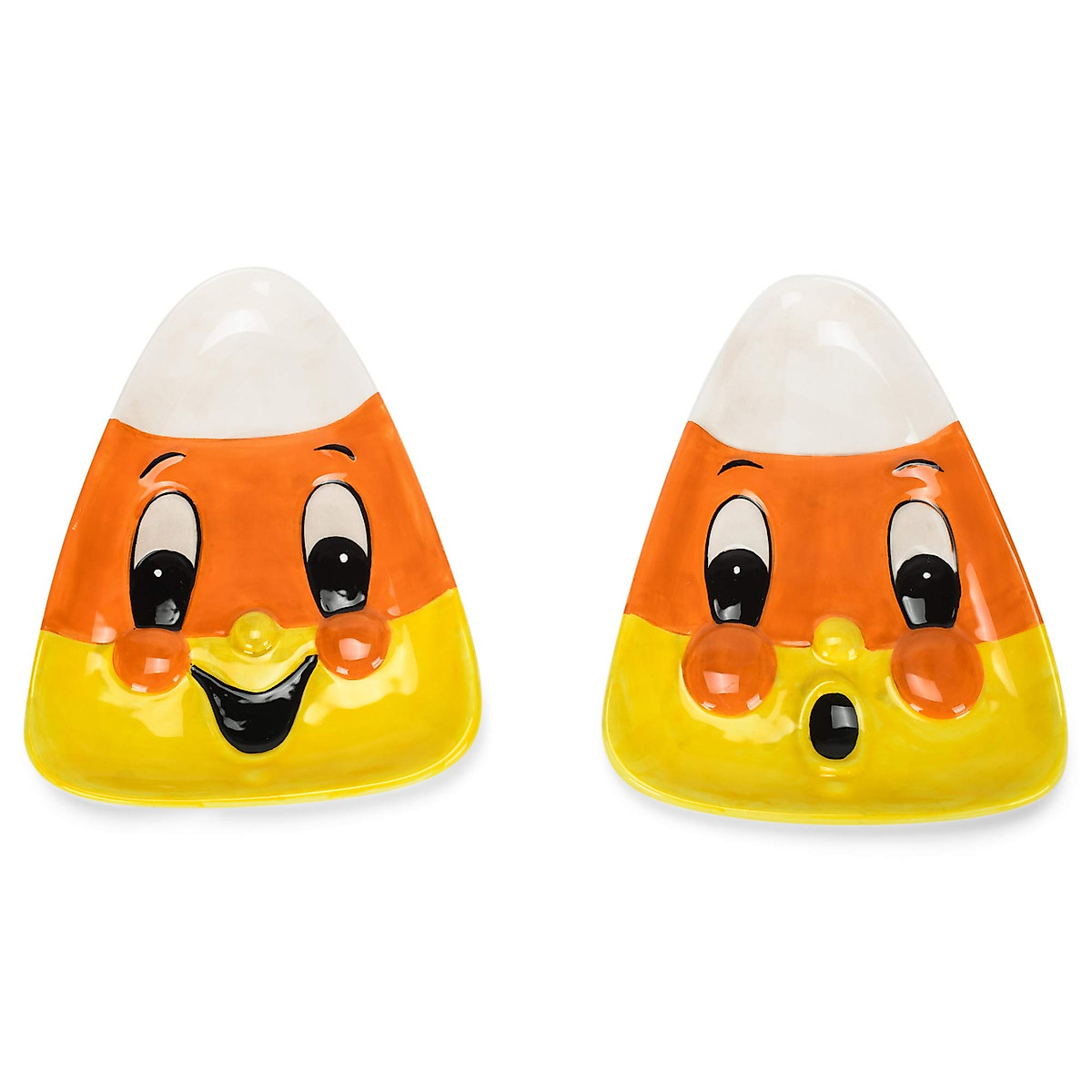 Orange Candy Corn Face 8 x 6.25 Dolomite Decorative Serving Platter Plate Set 2