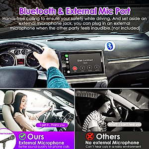 Double Din Car Stereo Apple Carplay & Android Auto 7-Inch Full HD Touchscreen Car Audio Receiver with Bluetooth, FM Radio, USB & Type-C Ports, External Mic/AUX Input, Rear View Camera, Mirror Link