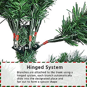 Yaheetech 7.5ft Pre-lit Kingswood Fir Pencil Artificial Hinged Christmas Tree Skinny Corner Xmas Tree with 350 Incandescent Warm White Lights Prelighted Xmas Tree with Foldable Stand, Green