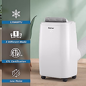 COSTWAY 1,2000 BTU Portable Air Conditioner, Cooling for space up to 450 sq. ft with 3 Modes, Multifunctional Air Cooler with Remote Control and Washable Filter, 3 Fan Speeds & Sleep Mode, Suitable for Bedroom Kitchen
